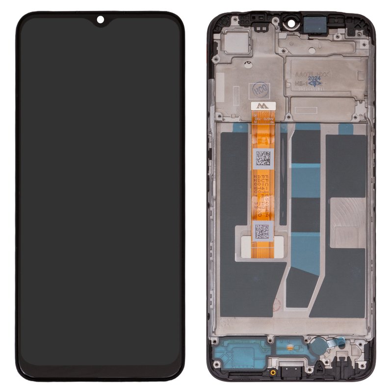 LCD compatible with Oppo A16, (black, with frame, Original (PRC ...